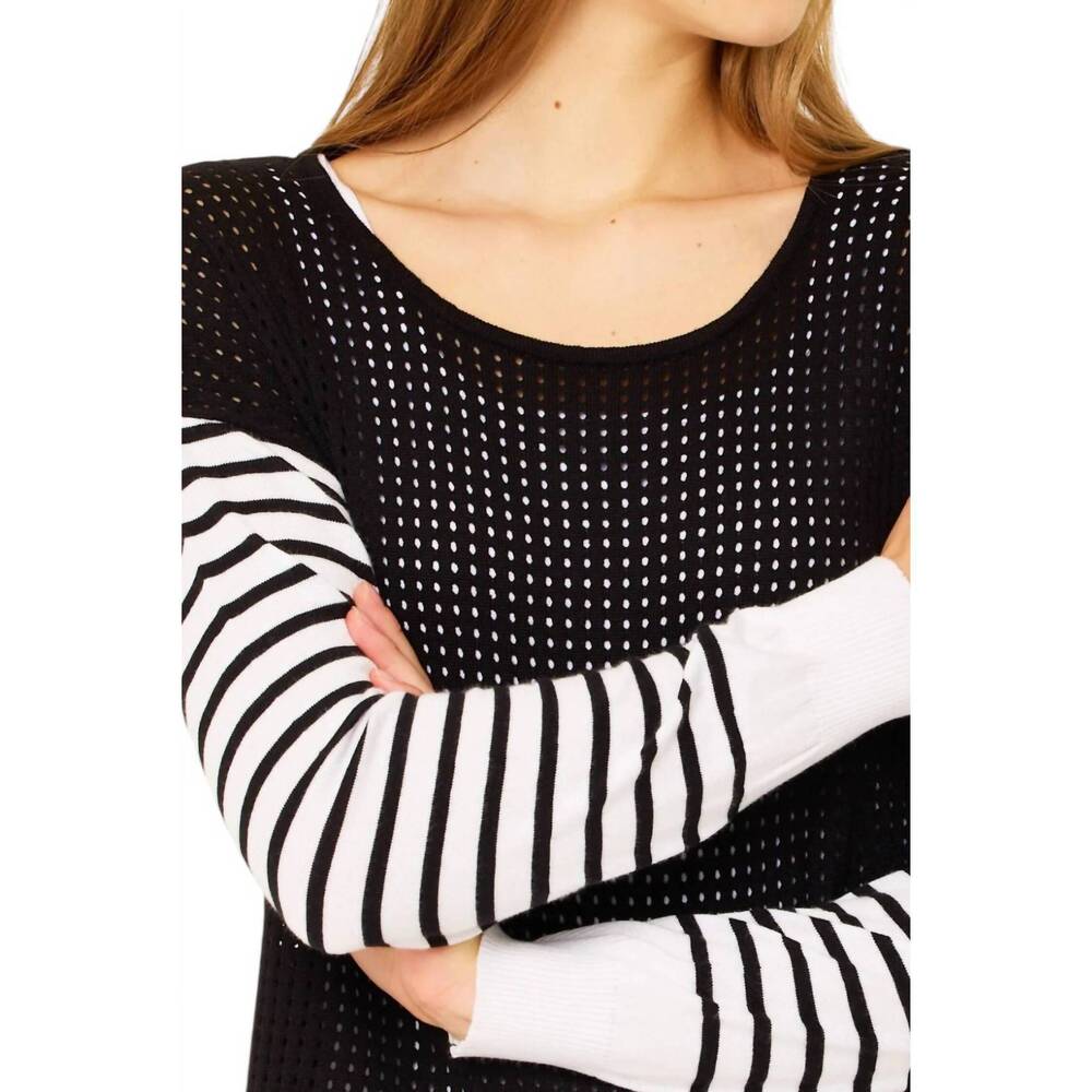 french kyss | Tops | New French Kyss Scoop Stripe Sleeve Crochet Top In ...